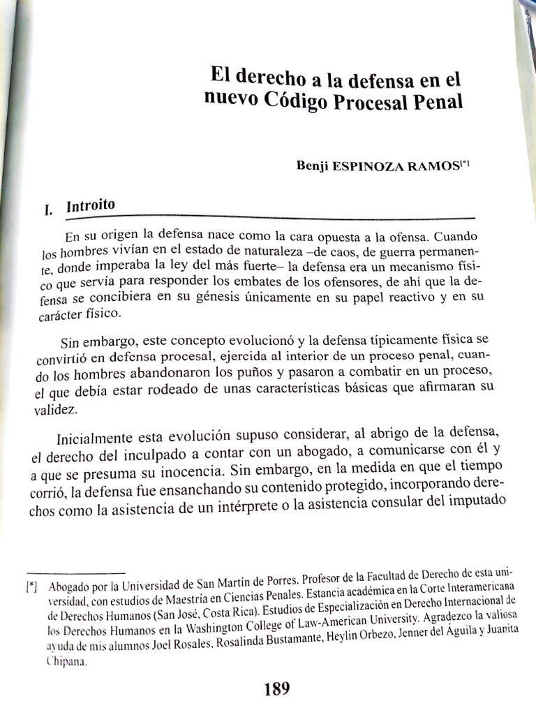 Lectura 4. Principio Del Derecho de Defensa en El CPP | PDF | Debido al ...