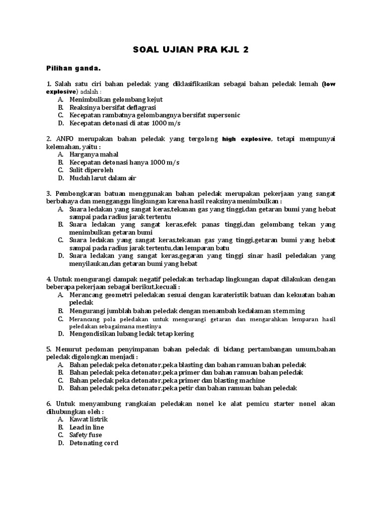 Soal Ujian Pra KJL 2 | PDF