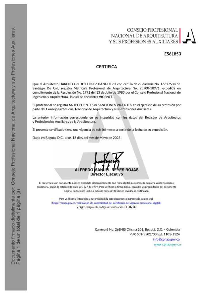 Certificado de Vigencia | PDF