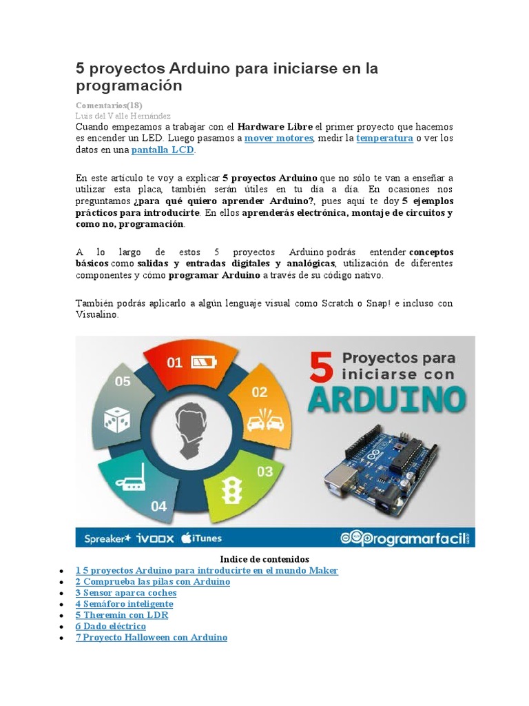 5 Proyectos Arduino para Iniciarse en La Programación | Descargar gratis PDF | Diodo emisor de ...