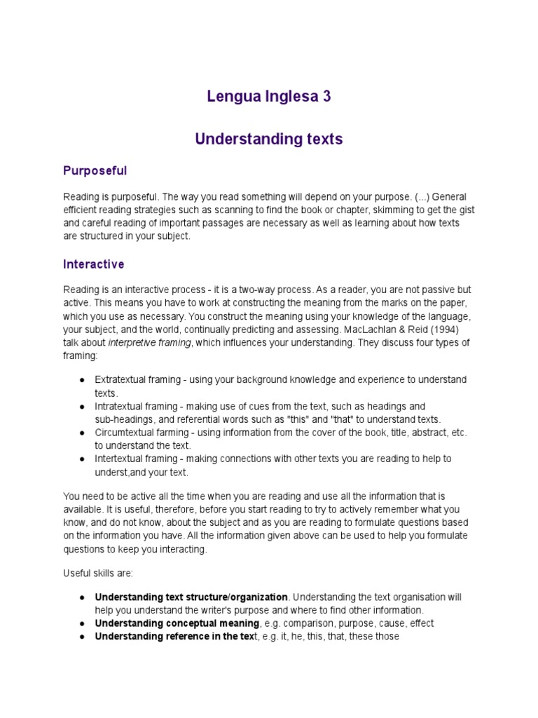 Understanding Texts | PDF | Verb | Noun