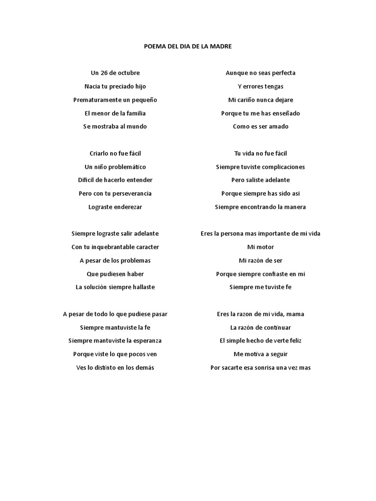 Poema Del Dia de La Madre | PDF