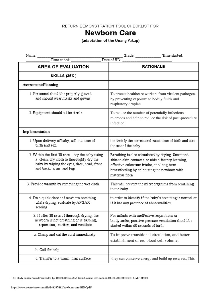 Newborn Care EINC | PDF | Breastfeeding | Infants