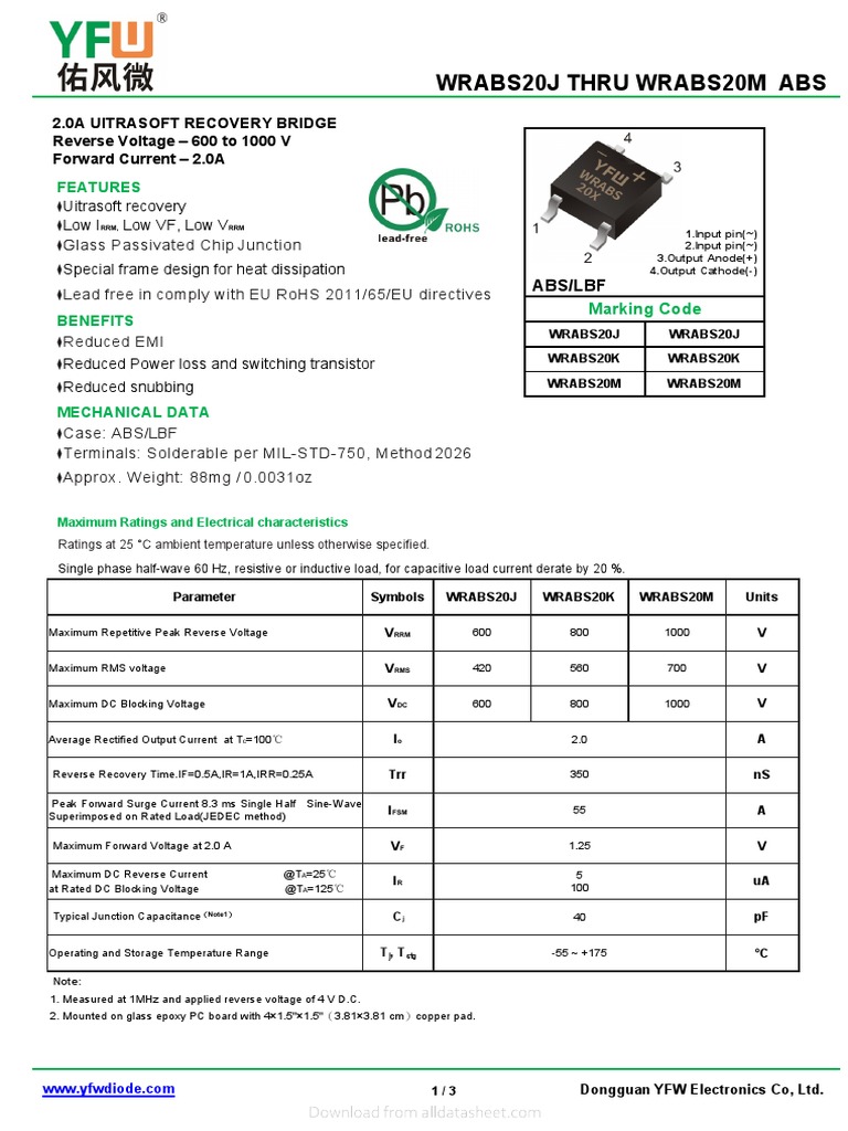 Datasheet | PDF | Rectifier | Electric Power