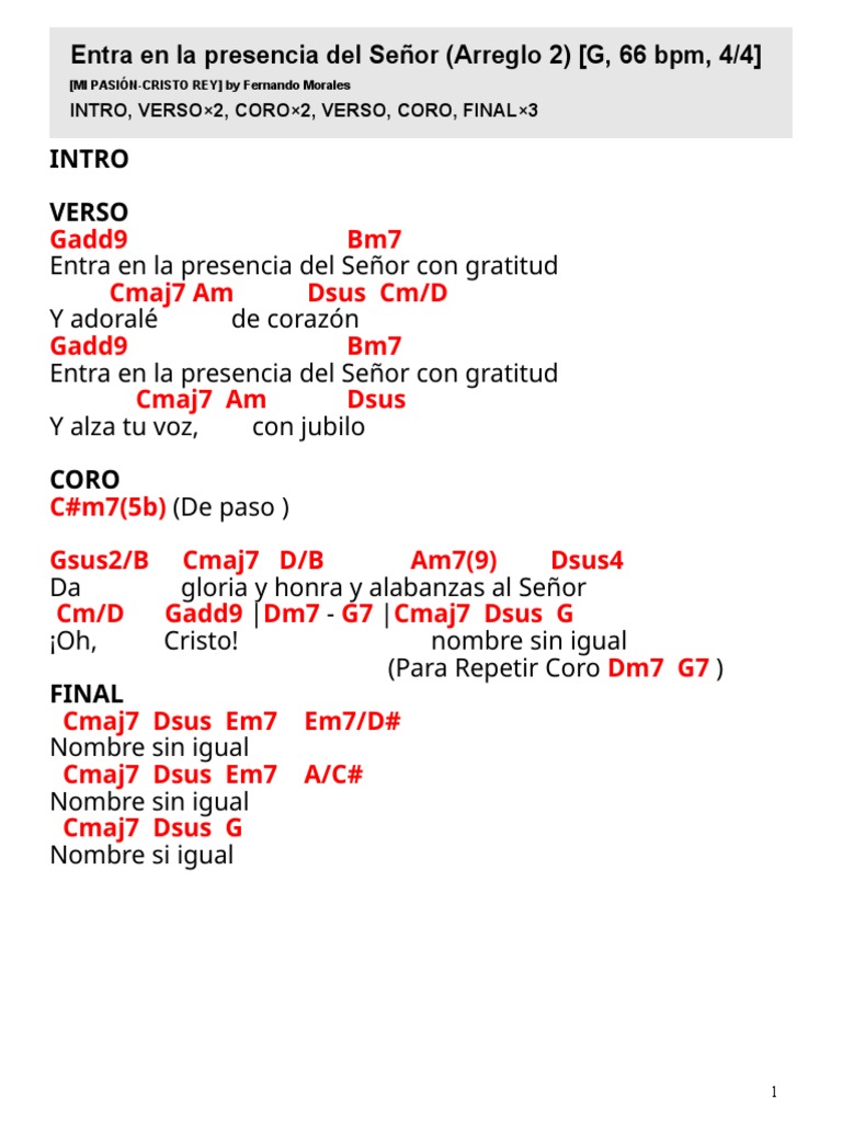 Entra en La Presencia Del Señor - G | PDF