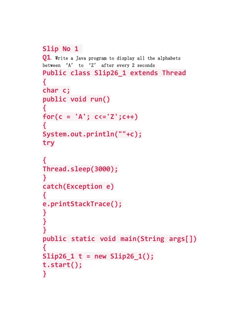 JAVA - Slips 1-15 | PDF | Computer Programming | Software Engineering