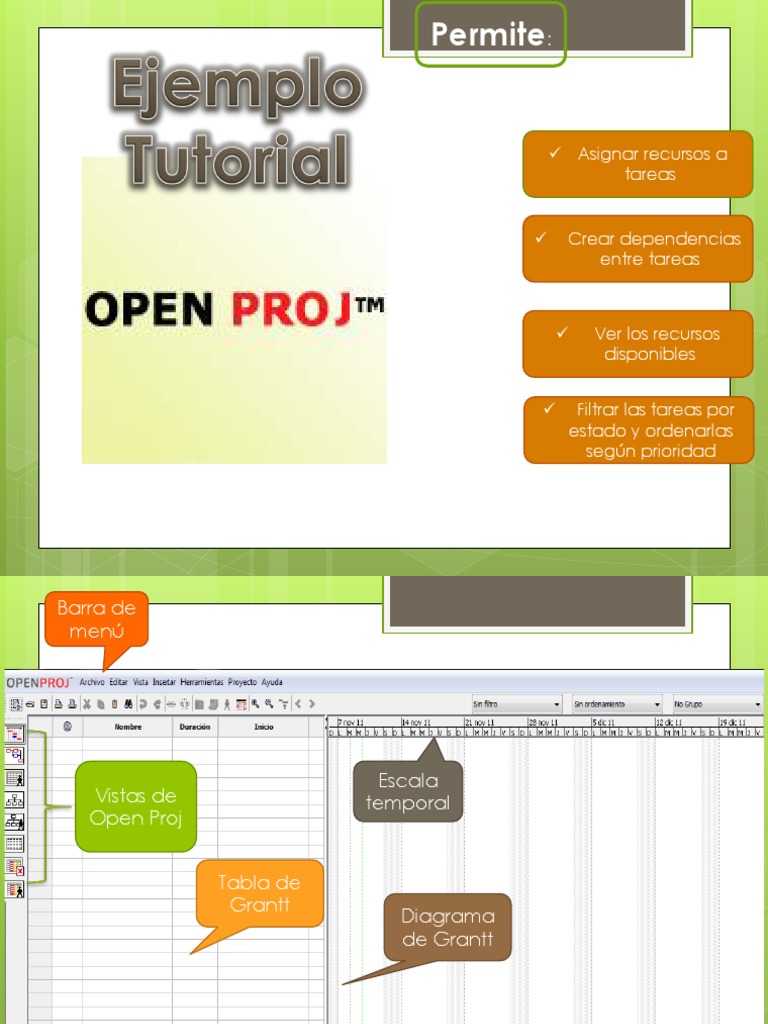 Guía de Aplicación No. 3 Ejemplo OpenProj 2023 | PDF | Ventana (informática) | Informática