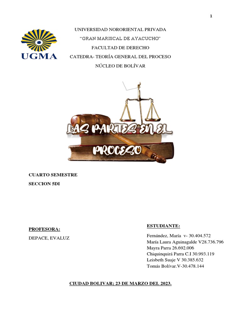 Partes Procesales | PDF | Ley procesal | Procedimiento Civil