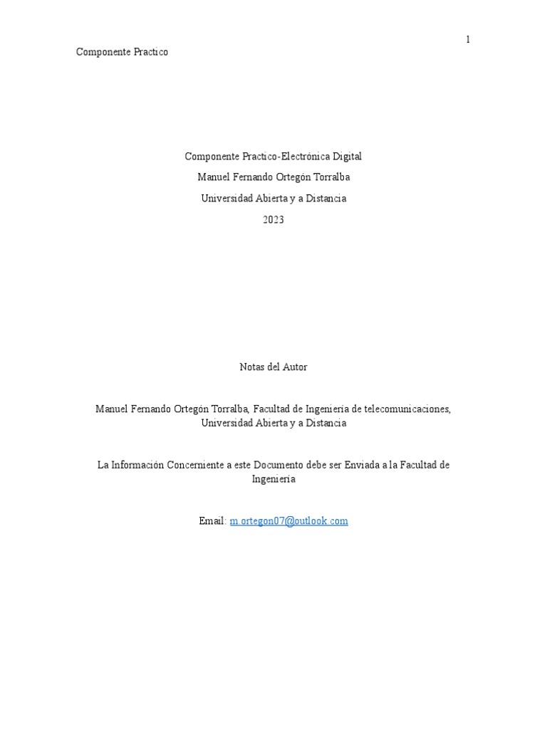 Componente Practico - Electronica Digital | PDF