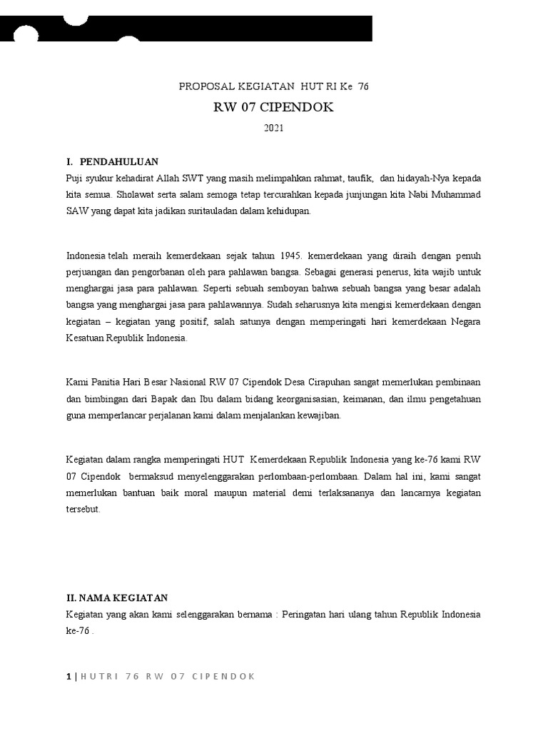 Proposal Lomba Hut Ri - Karang Taruna Ha | PDF