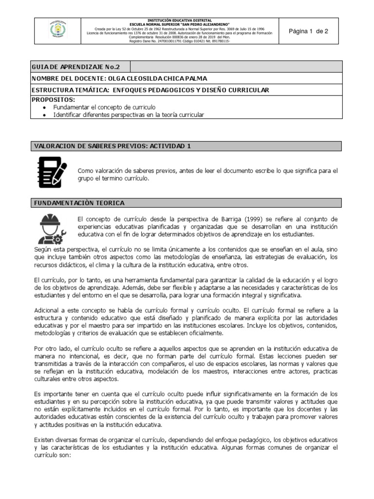 GUIA 3 Teoria Curricular | PDF | Plan de estudios | Enseñando