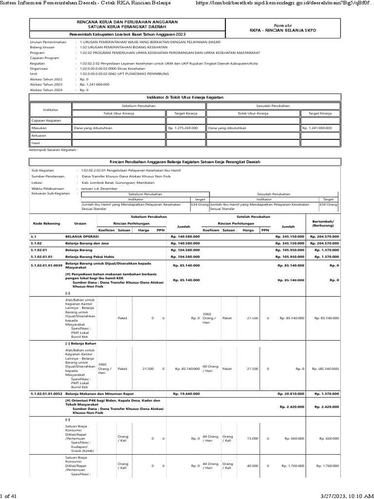 Rka Pergeseran Bok PKM Penimbung 2023 | PDF