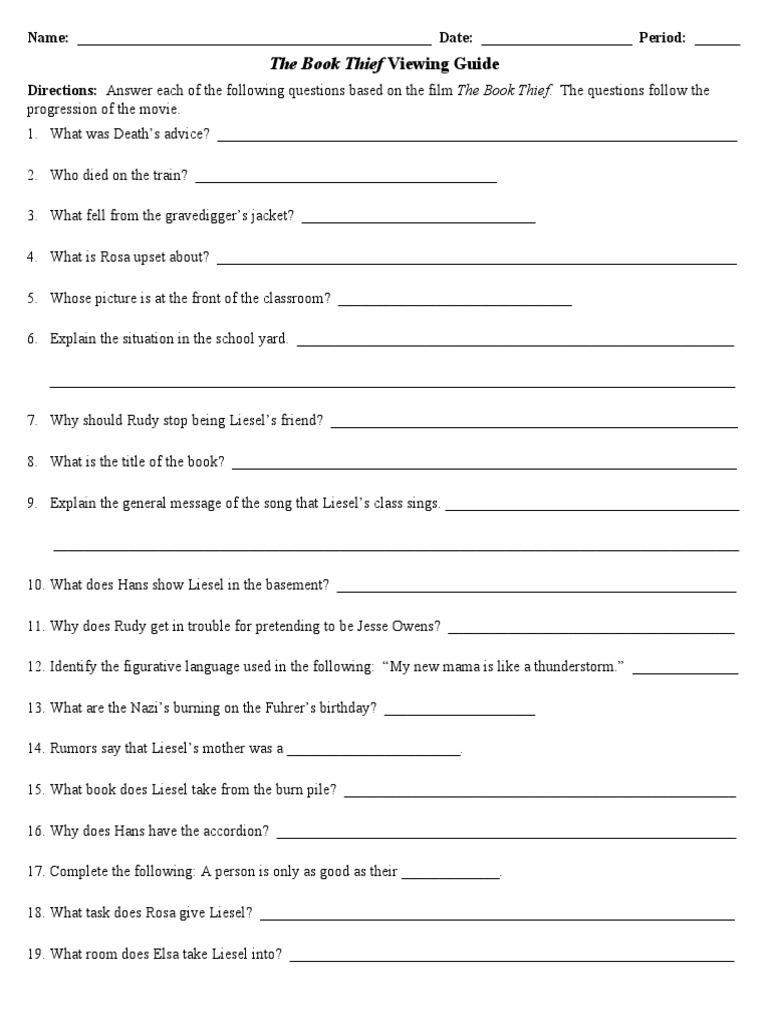 The Book Thief Viewing Guide | PDF