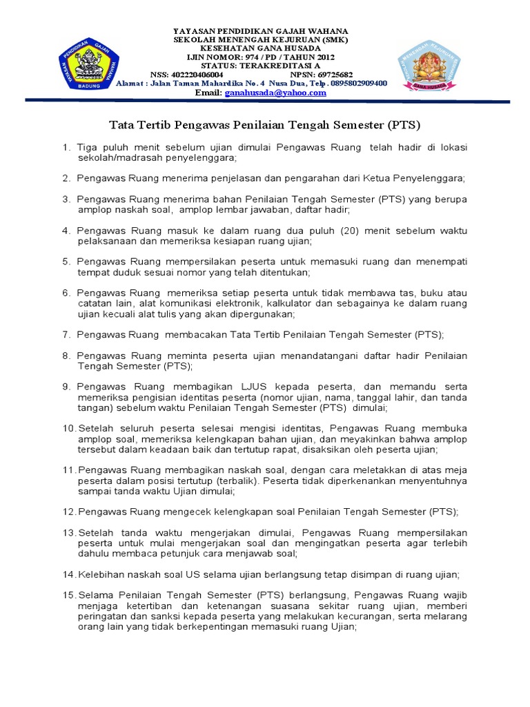 Tata Tertib Pengawas UTS | PDF