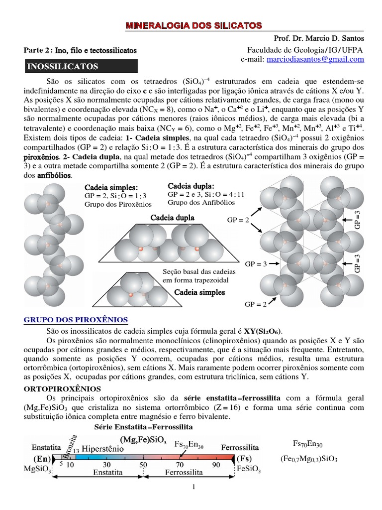 Características dos principais piroxênios | PDF | Compostos químicos ...