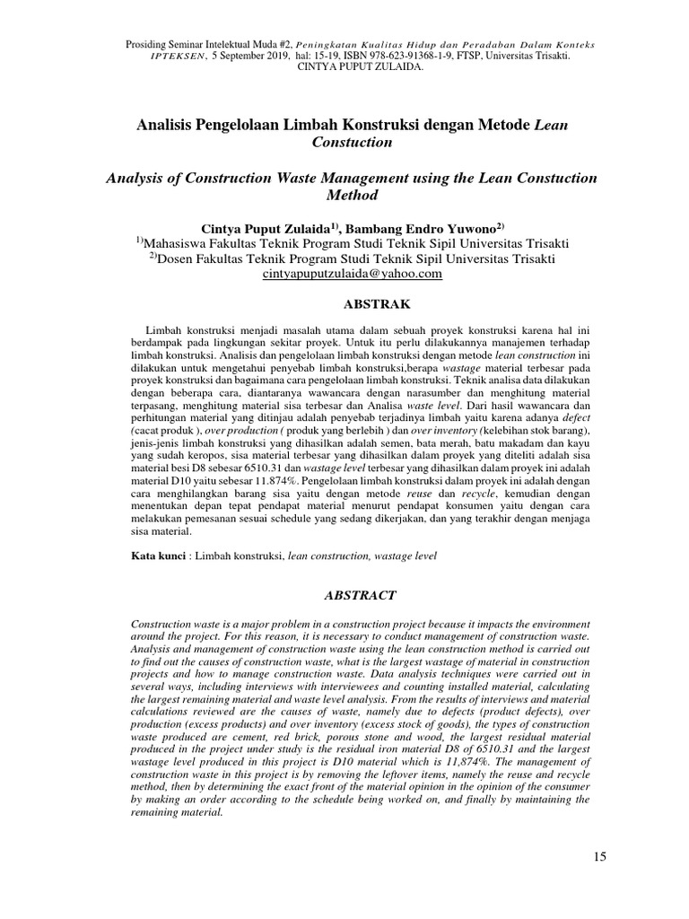 Lean Construction untuk Limbah | PDF