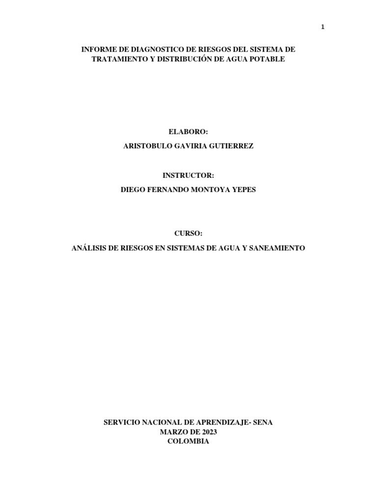 Informe De Diagnostico De Riesgos Del Sistema De Tratamiento Y