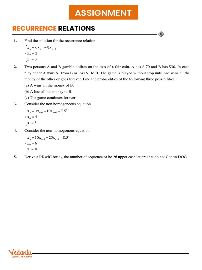 Recurrence Relation 1 Download Free Pdf Recurrence Relation