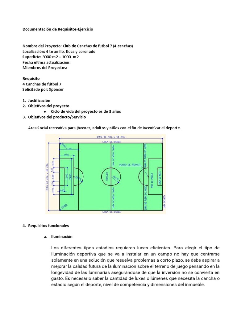 Proyecto de construcción de un complejo deportivo con cuatro canchas de fútbol 7 | PDF | Diodo ...