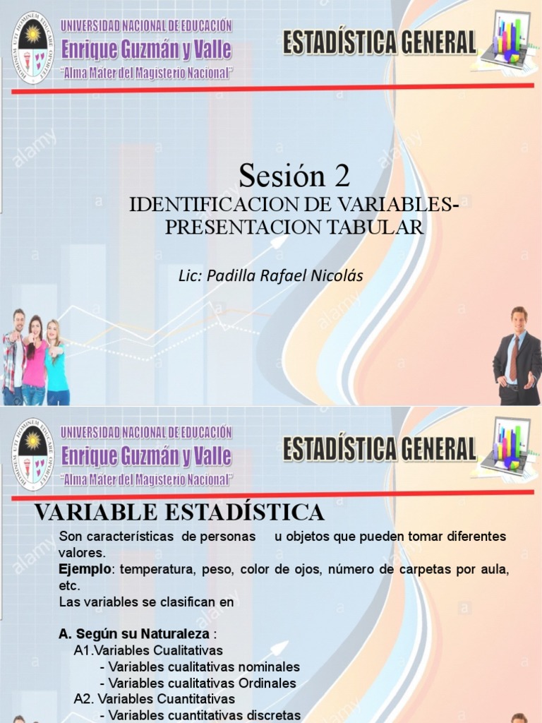 SESION 2 Variables y Tablas de Frecuencia | PDF | Nivel de medida | Tipos de datos estadísticos