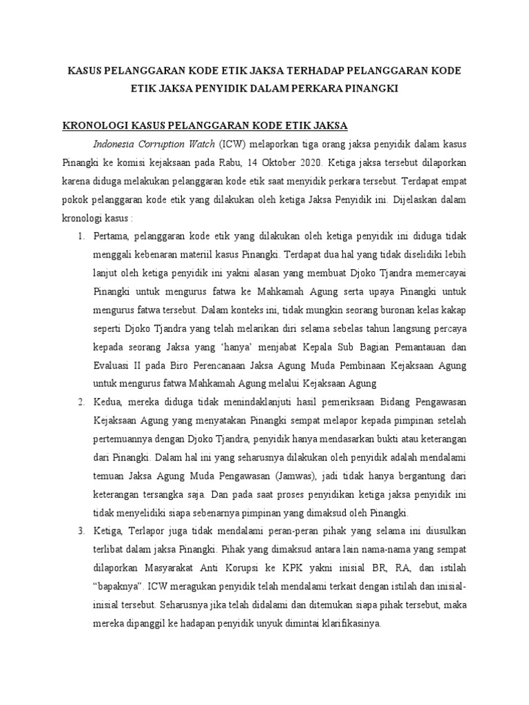 Pelanggaran Kode Etik Jaksa | PDF | Ilmu Sosial