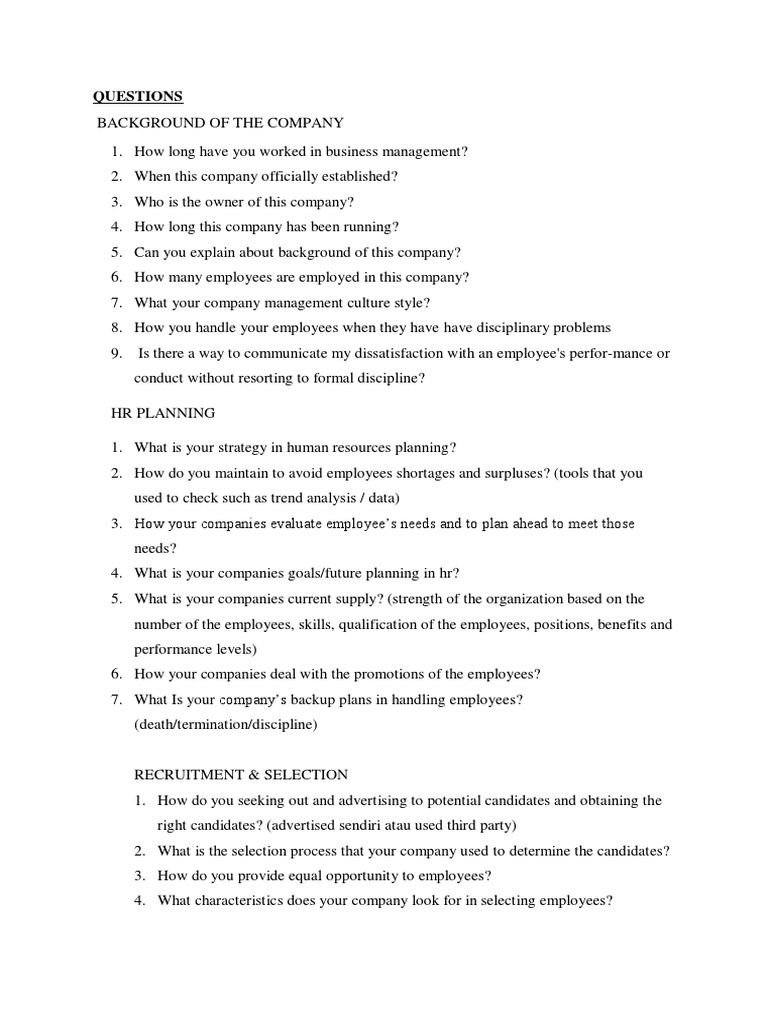 Interview Questions HRM | PDF