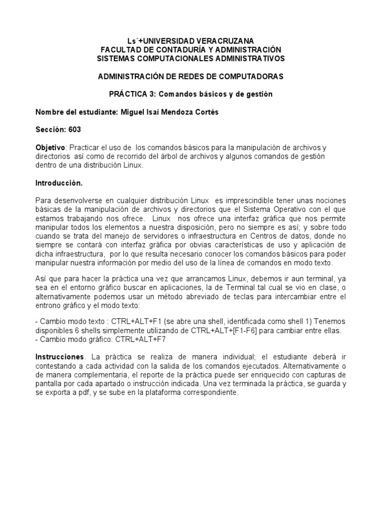 Practica3 Comandos Basicos Shell | PDF | Interfaz de línea de comando ...