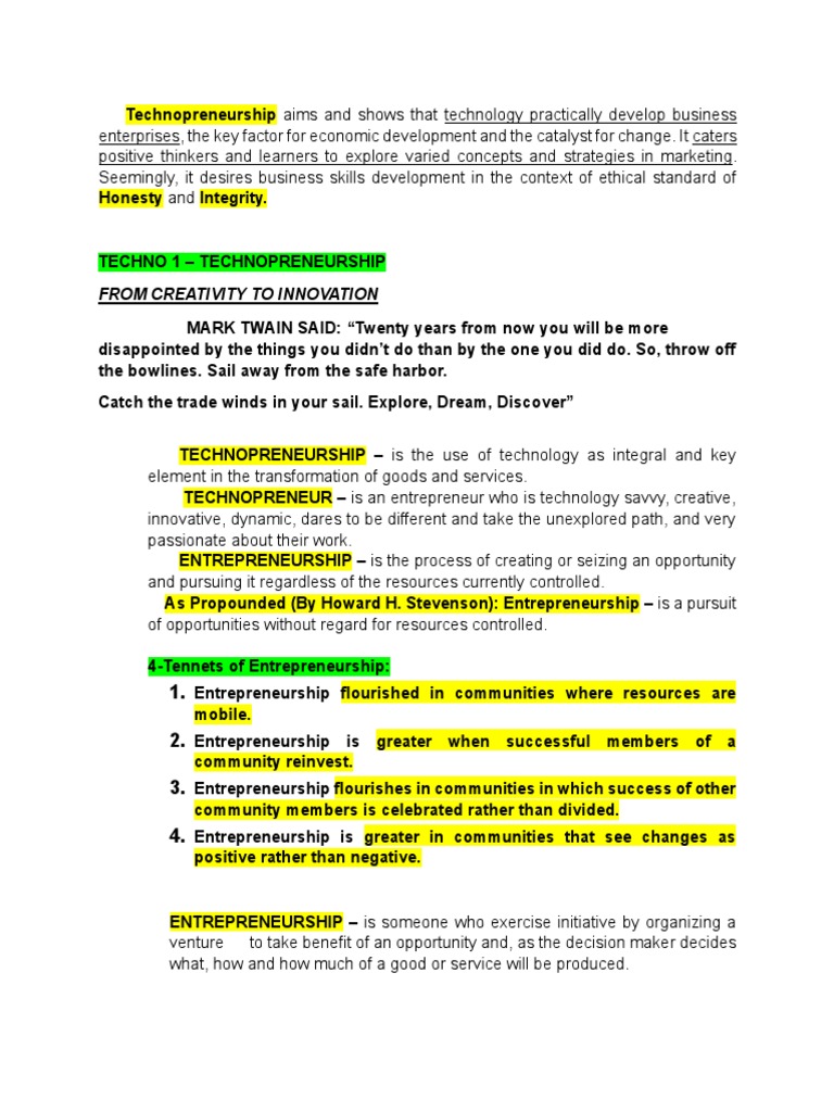 Final Reviewer in Technopreneurship | PDF | Entrepreneurship | Marketing