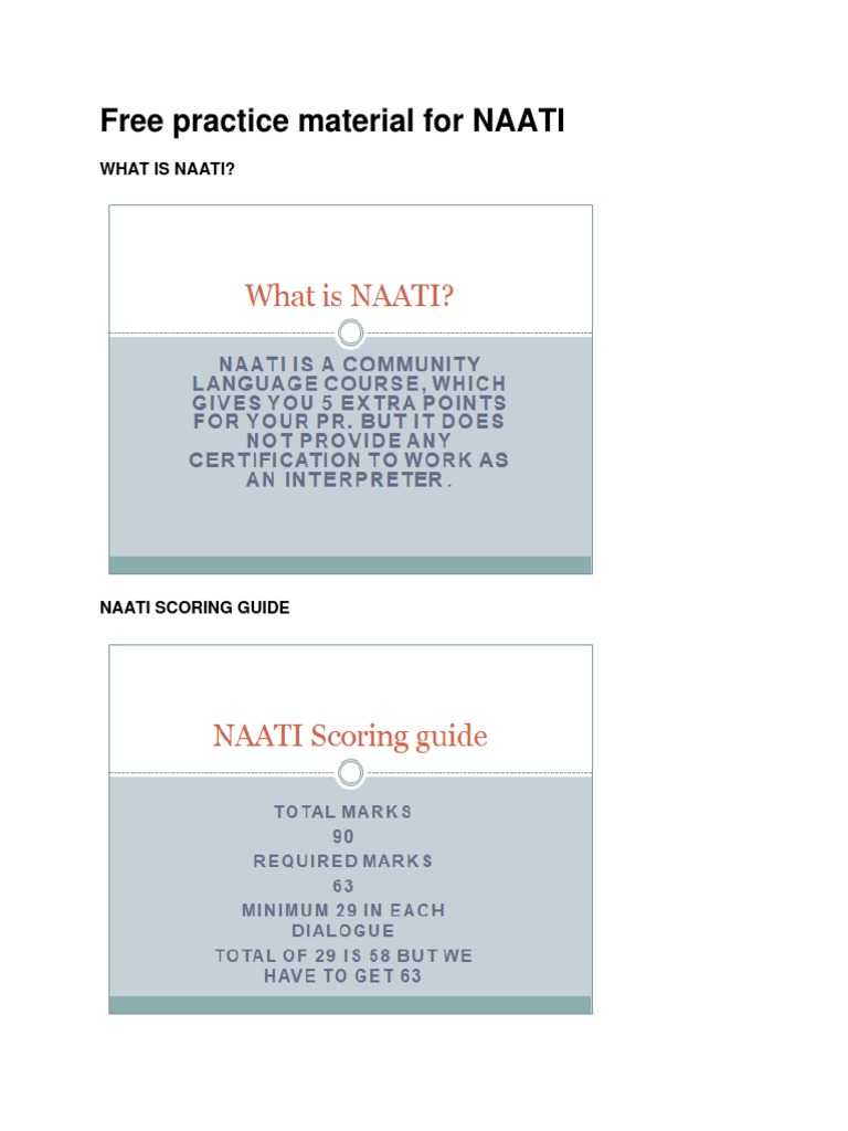 Free Practice Material For NAATI Hindi | PDF | Immigration | Human ...