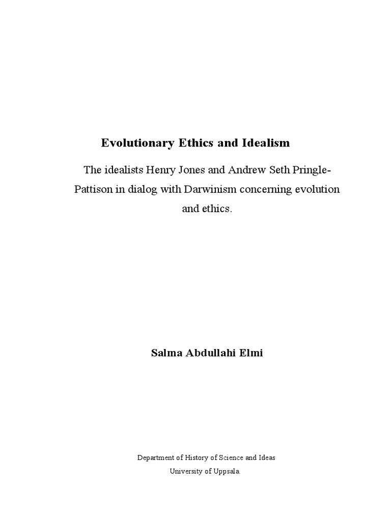 Evolutionary Ethics and Idealism | PDF | Idealism | Metaphysics