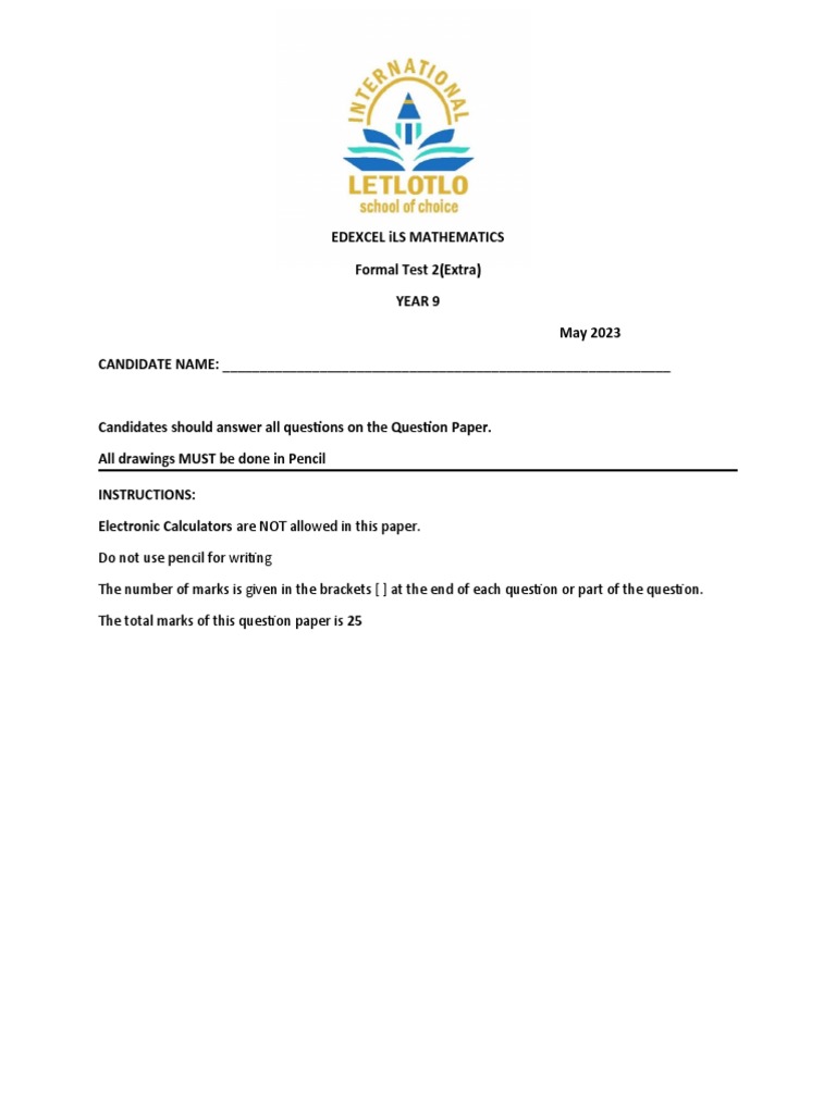 EDEXCEL iLS MATHEMATICS MAY 2023 | PDF