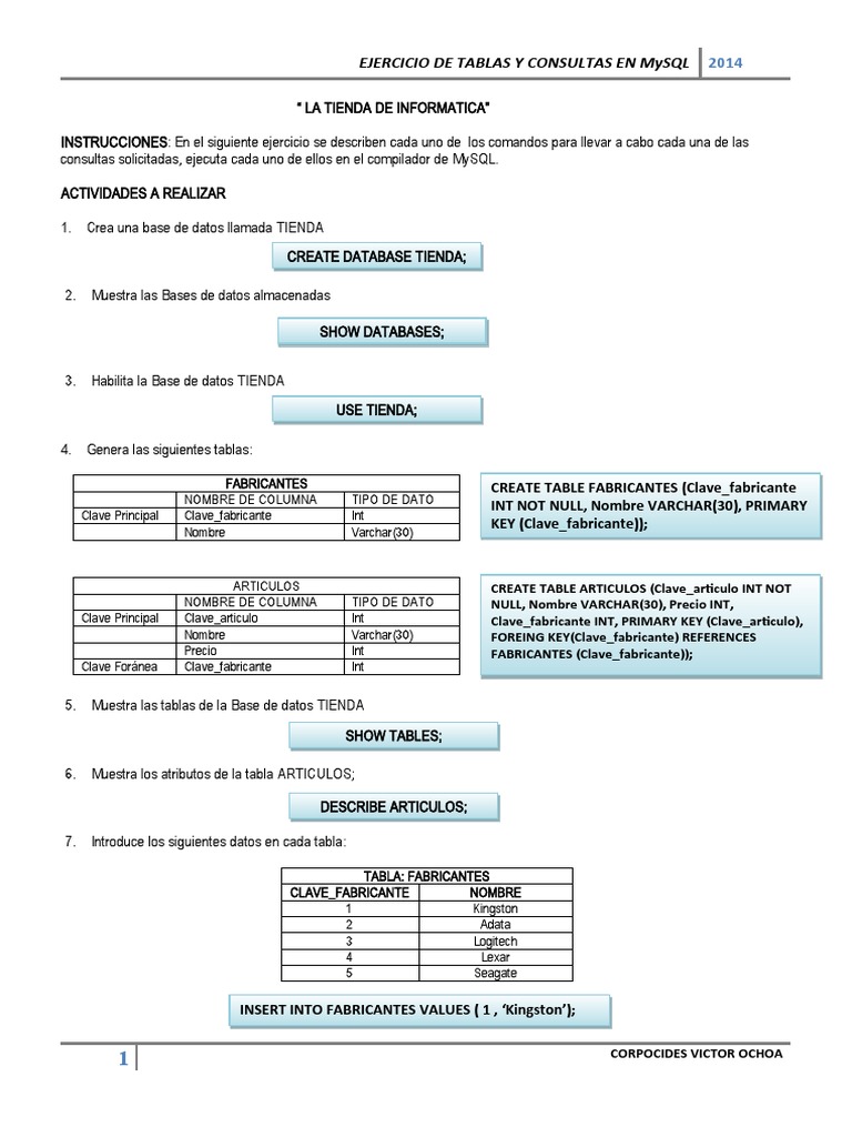 Ejercicio SQL Tienda Informatica | PDF | SQL | Informática