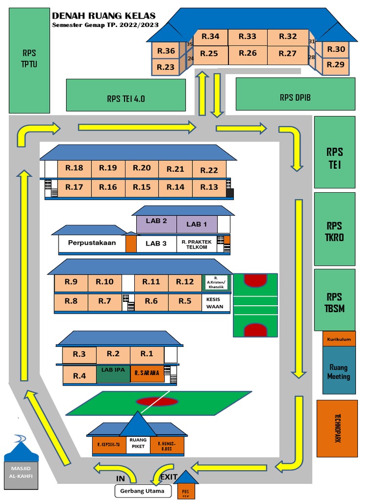 Denah Ruangan Pembagian Ruang Kelas Sem Genap 2023 - Maret 2023 | PDF