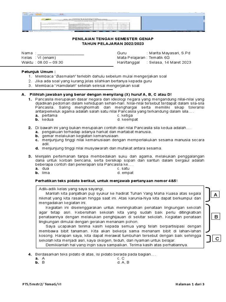Soal Pas Tema 7 | PDF