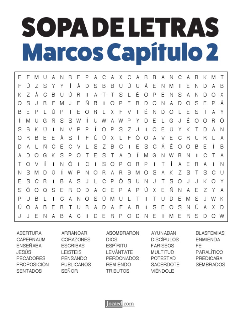 Sopa de Letras: Marcos 2 para Niños | PDF