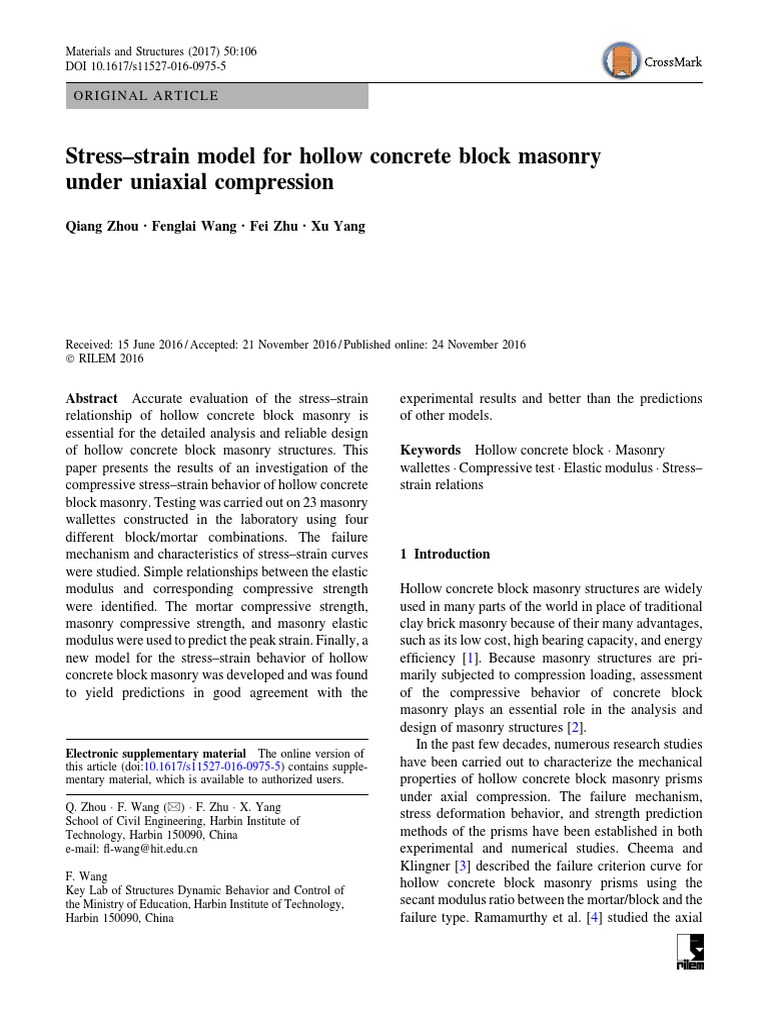 2017-Q. Zhou, F. Wang, F. Zhu, Xu Yang-Stress Strain Model For Hollow ...
