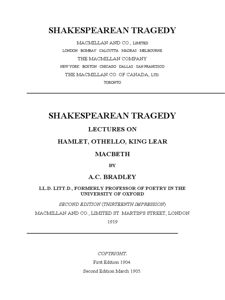 Shakespearean Tragedy A C Bradley | PDF | William Shakespeare | Tragedy