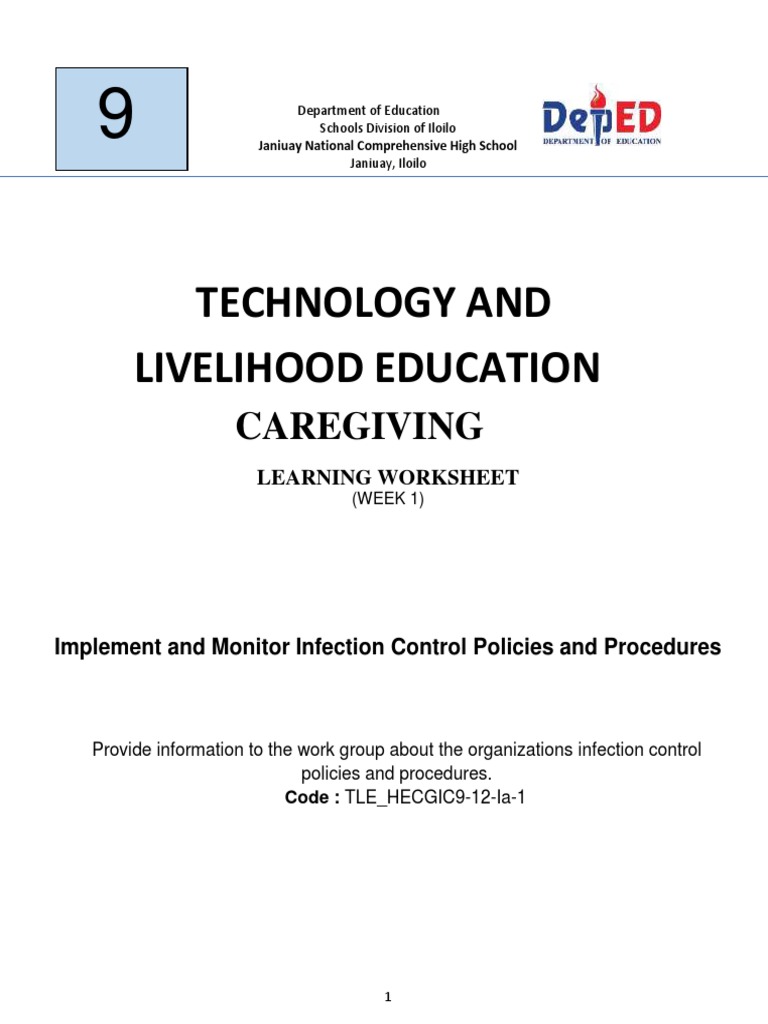 9 Caregiving q1w1 | PDF | Infection | Personal Protective Equipment