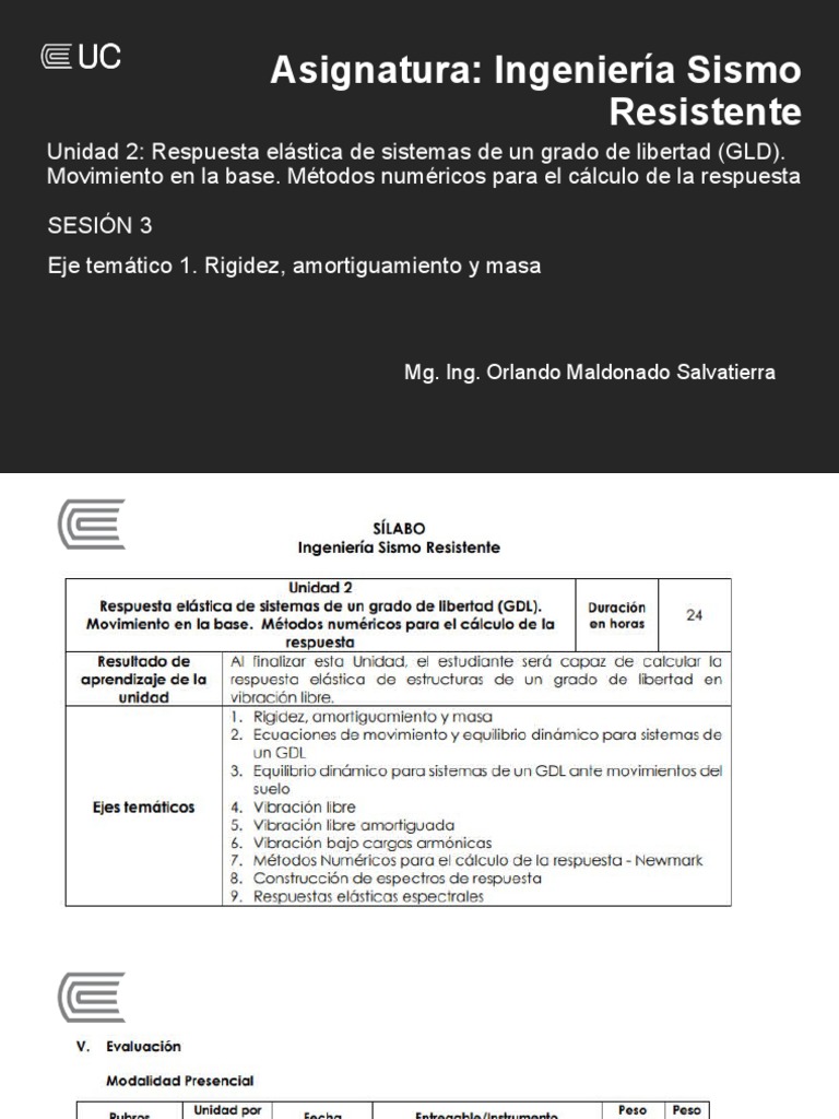 Diapositivas, Sesiã N 3-1.rigidez | PDF | Masa | Peso