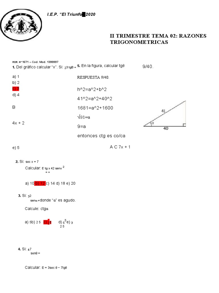 Trigo 2do Iitrim Tarea 02 | PDF