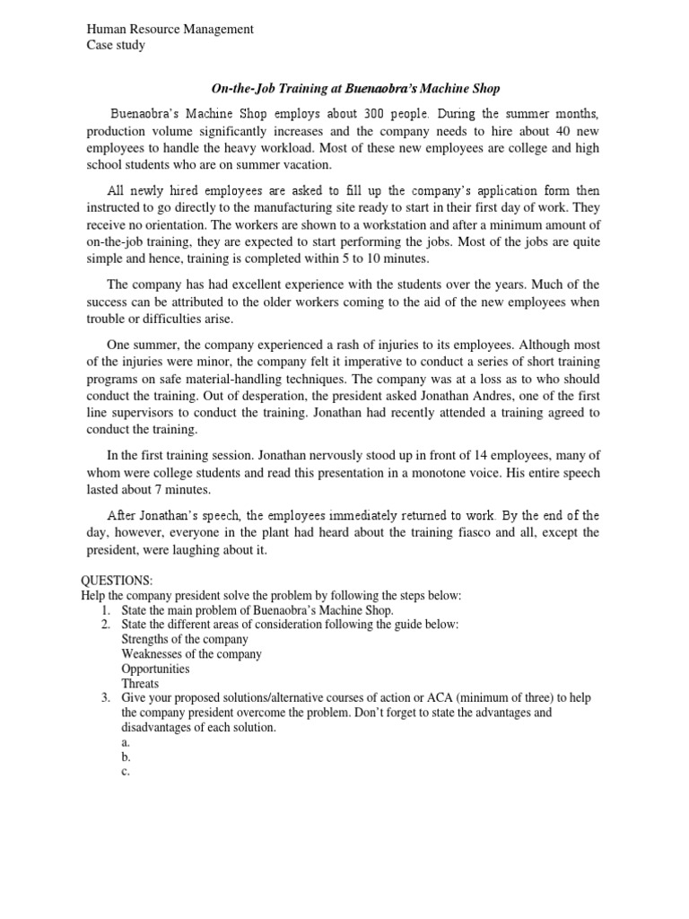 Case Study No. 1 Training and Development - Finals | PDF | Employment | Economies