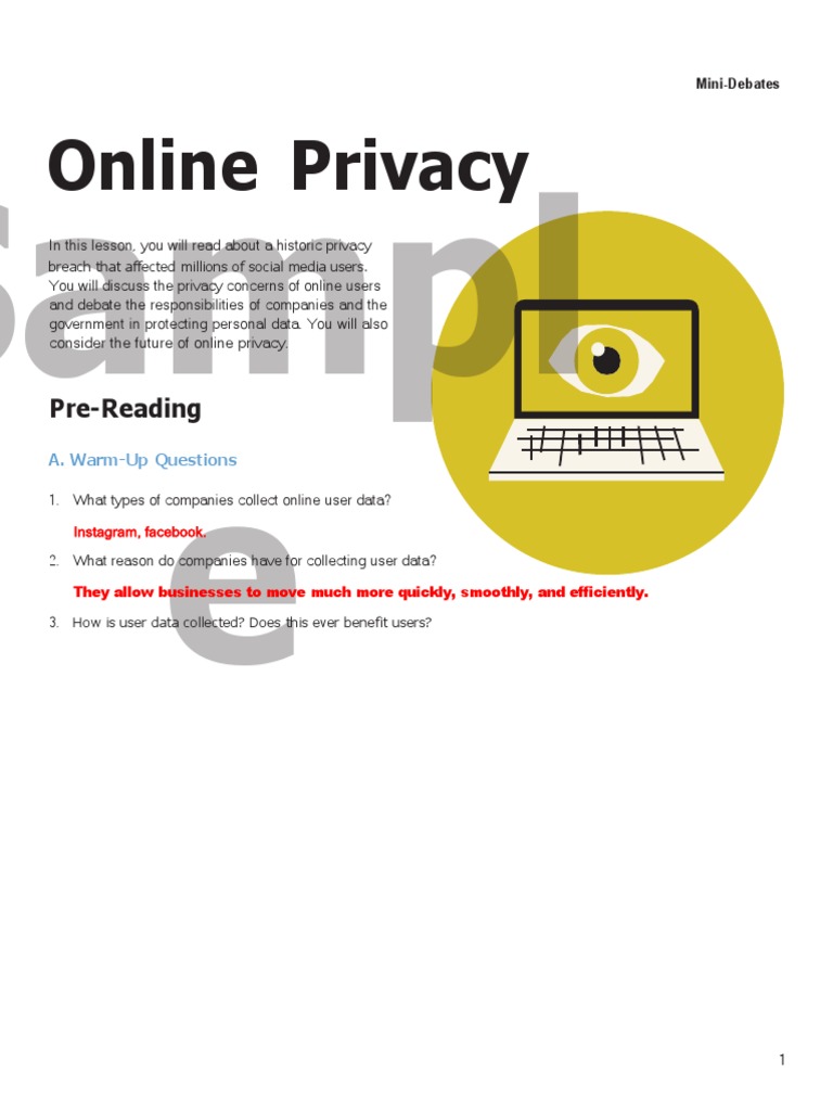 ACTIVITY 7 Discussing Online Privacy - Answers | PDF | Communication