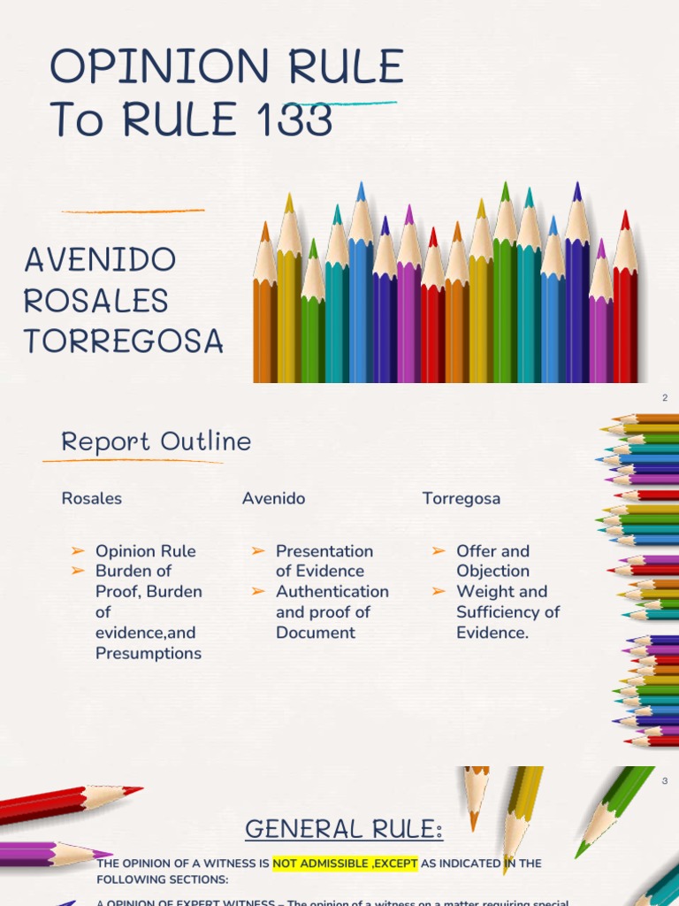 Opinion Rule - Rule 133-Avenido-Rosales-Torregosa | PDF | Expert ...
