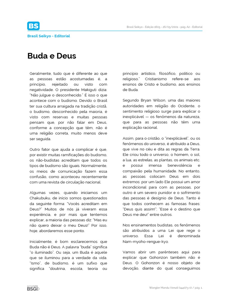 Buda e Deus | PDF | Deus | Felicidade