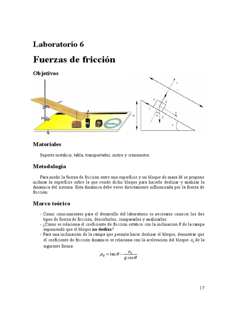 Práctica 6-Fuerzas de Fricción | PDF | Fricción | Ingeniería mecánica