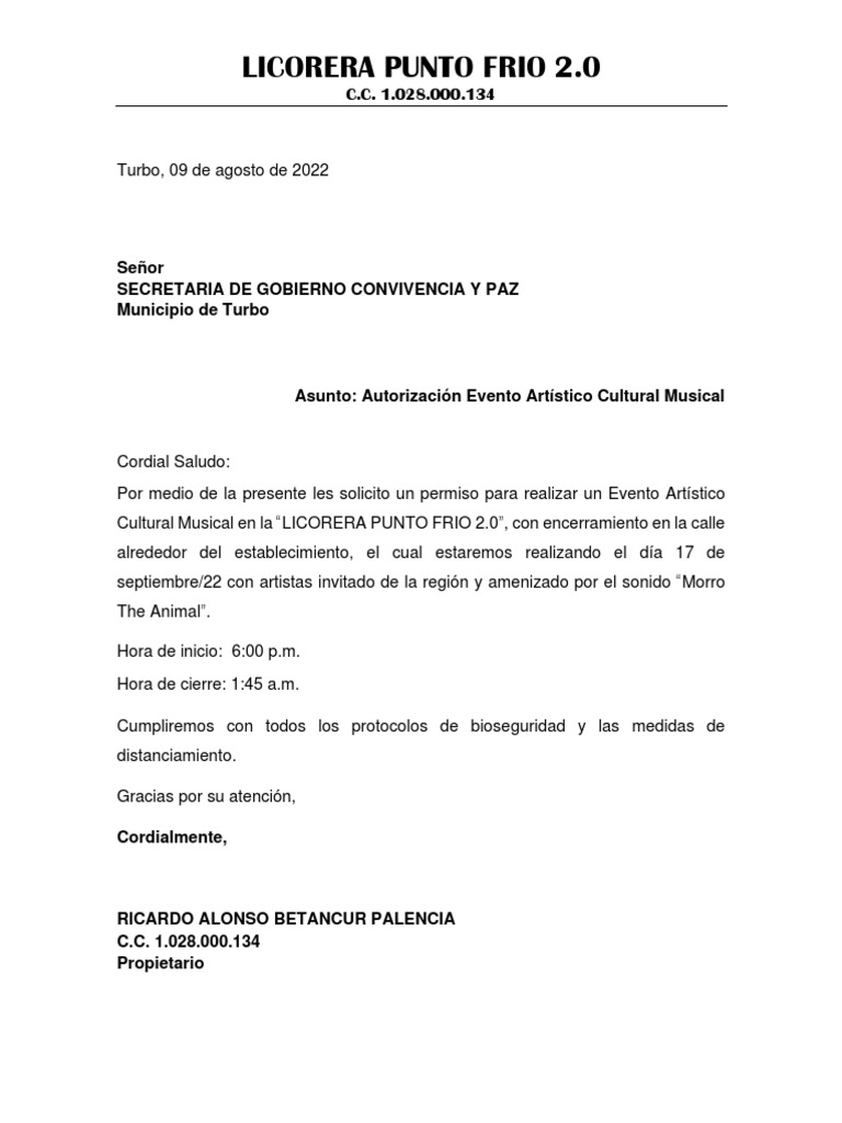 Carta Permiso | PDF Carta Permiso | PDF