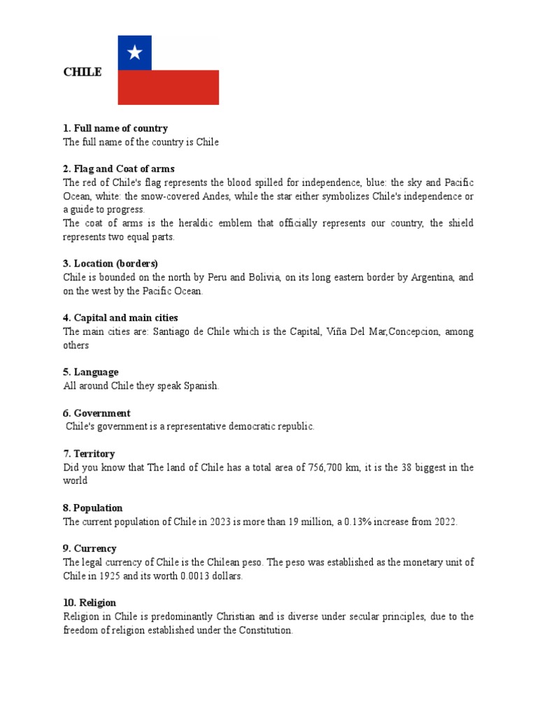 Overview of Chile: Name, Language, Flag | PDF