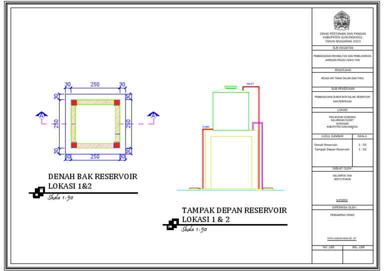 Denah Bak Reservoir Lokasi 1&2 Tampak Depan Reservoir Lokasi 1 & 2 | PDF