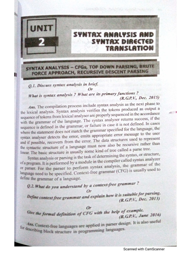 Compiler Design Unit 2 | PDF