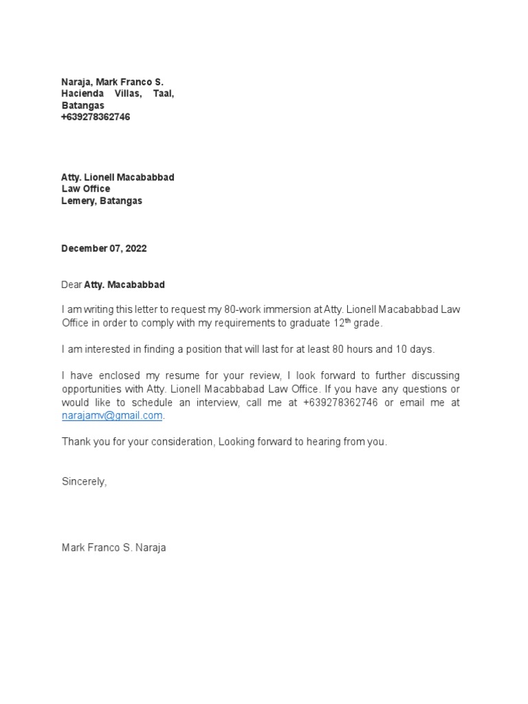 Application Letter | PDF